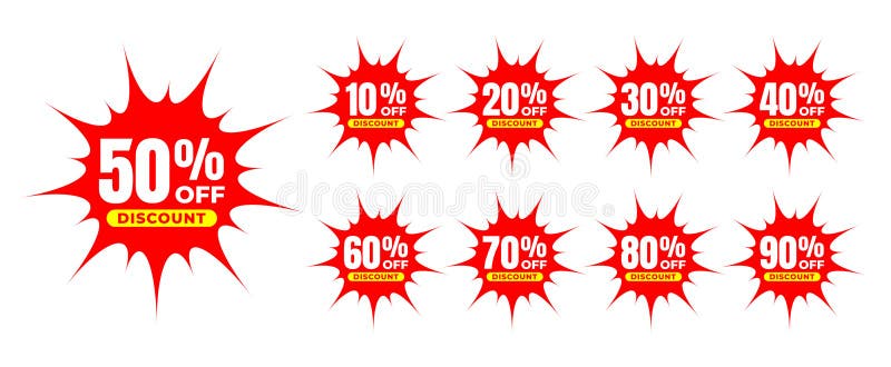10 , 20 , 30 , 40 , 50 , 60 , 70 , 80 , 90 Discount. Sale Tags Set ...