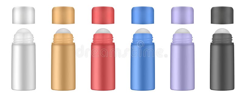 Set of Roller Ball Bottles. Body Antiperspirant Deodorant Roll-on, Open ...