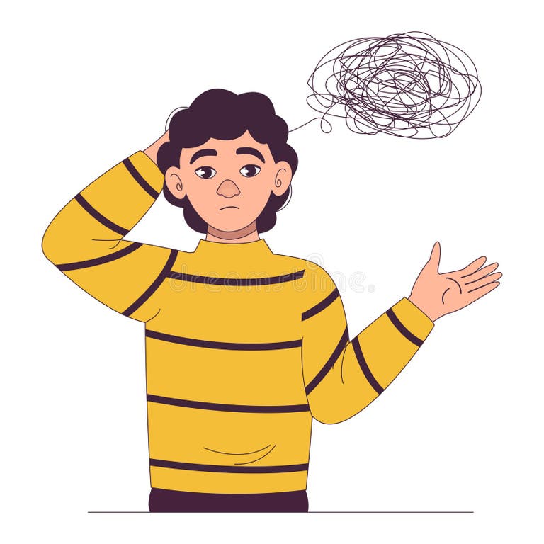 Man Thought. Confused Thoughts. Some Problems. Overthinking Stock ...