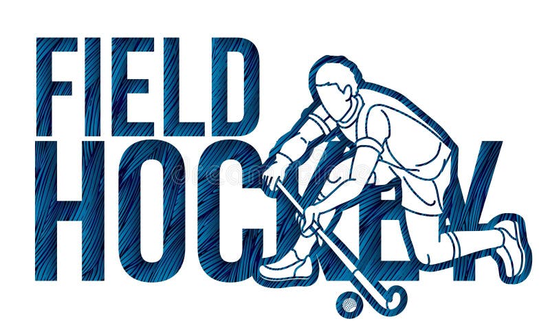 Field Hockey Font Design with Male Player Action Cartoon Graphic Stock ...