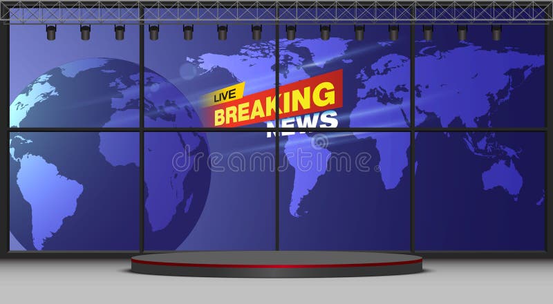 Stand and Breaking News on Lcd Screen Background in the News Studio ...