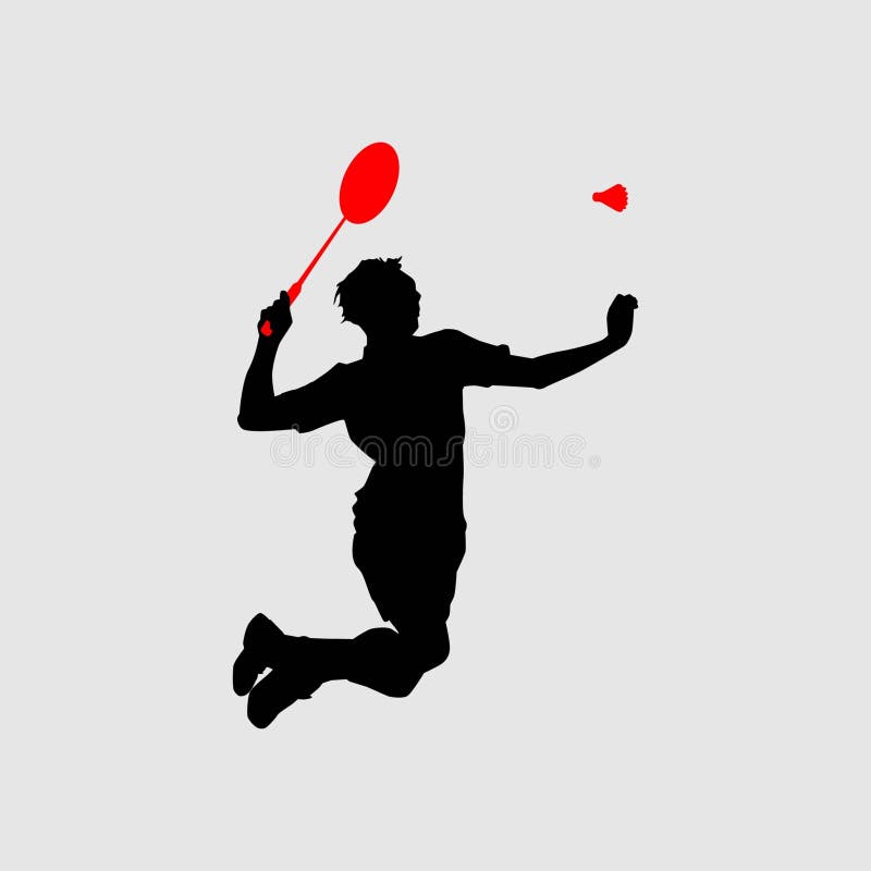 Silhouette of Badminton Player in High Detailed Vector. Minimal Symbol ...