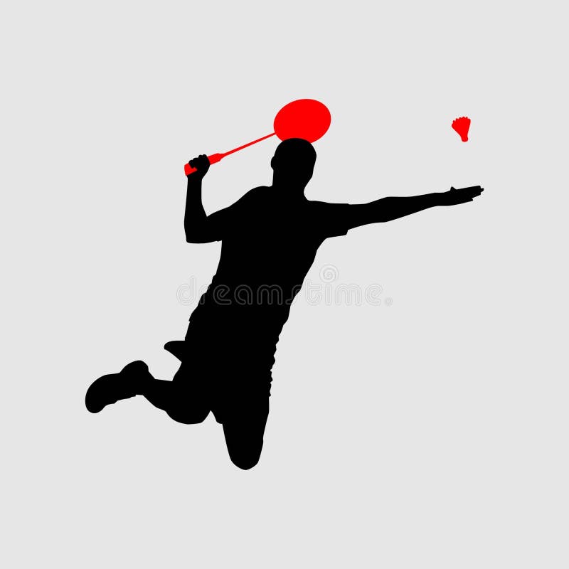 Silhouette of Badminton Player in High Detailed Vector. Minimal Symbol ...