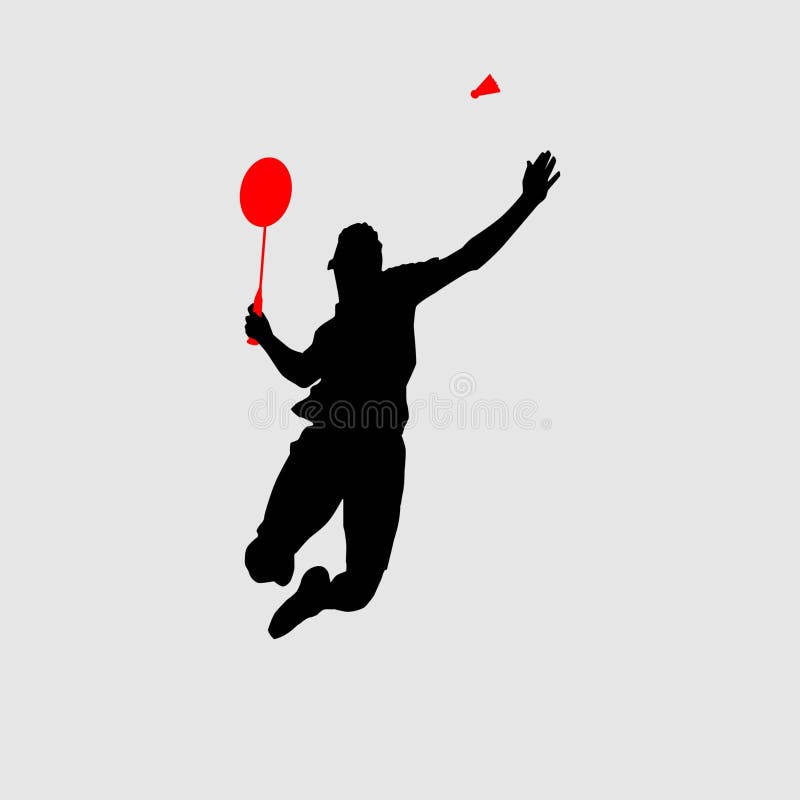 Silhouette of Badminton Player in High Detailed Vector. Minimal Symbol ...
