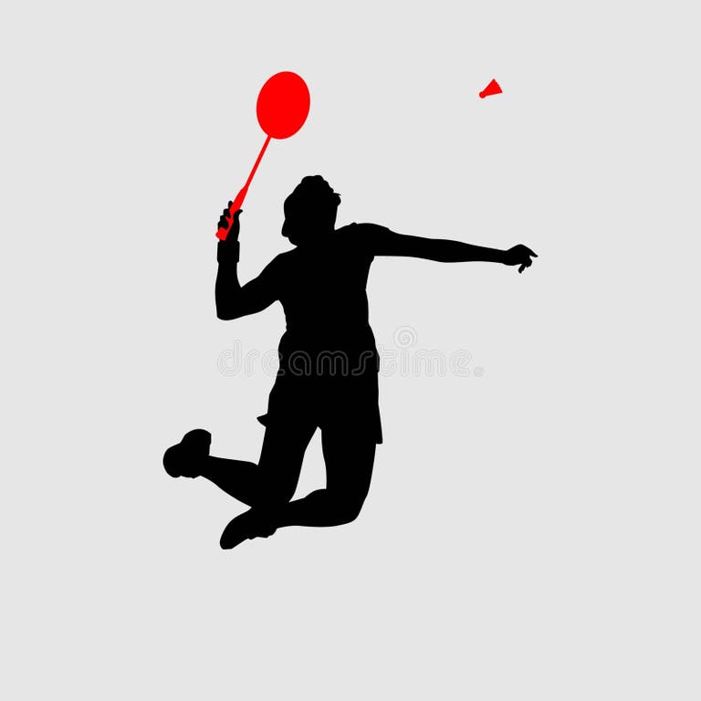Silhouette of Badminton Player in High Detailed Vector. Minimal Symbol ...