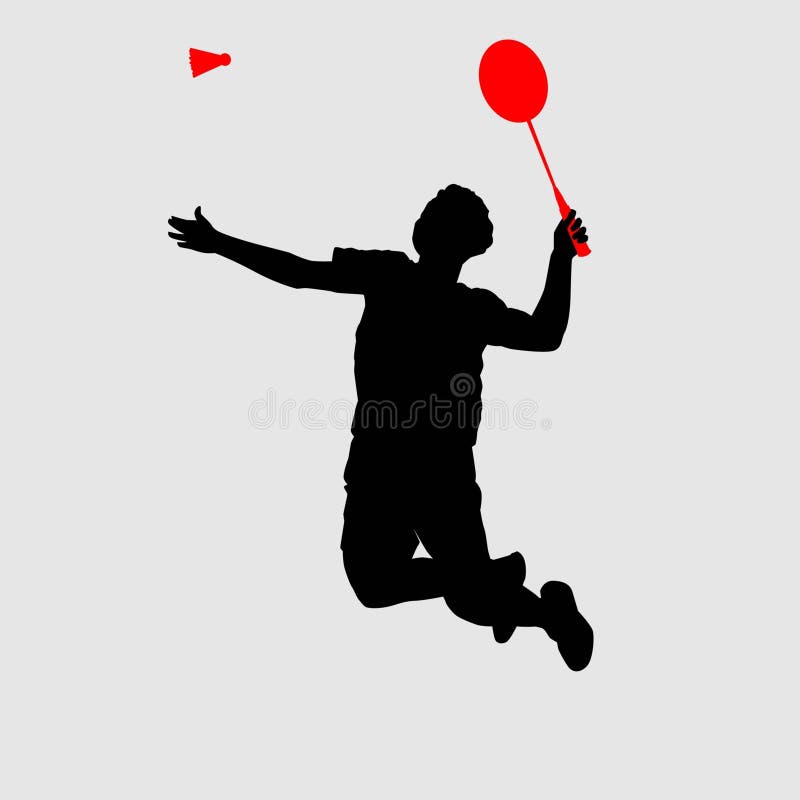 Silhouette of Badminton Player in High Detailed Vector. Minimal Symbol ...