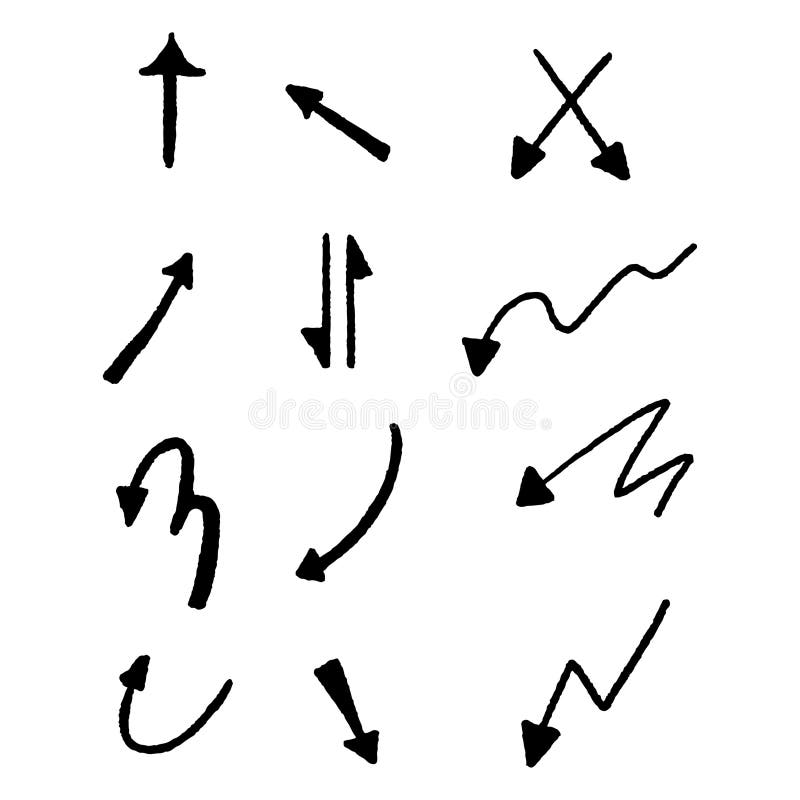 Vector Set of Hand-drawn Arrows, Elements for Presentation. Stock Illustration - Illustration of ...
