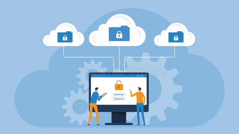 Flat Vector Business Technology Cloud Computing Service Server Storage Concept Stock Vector ...