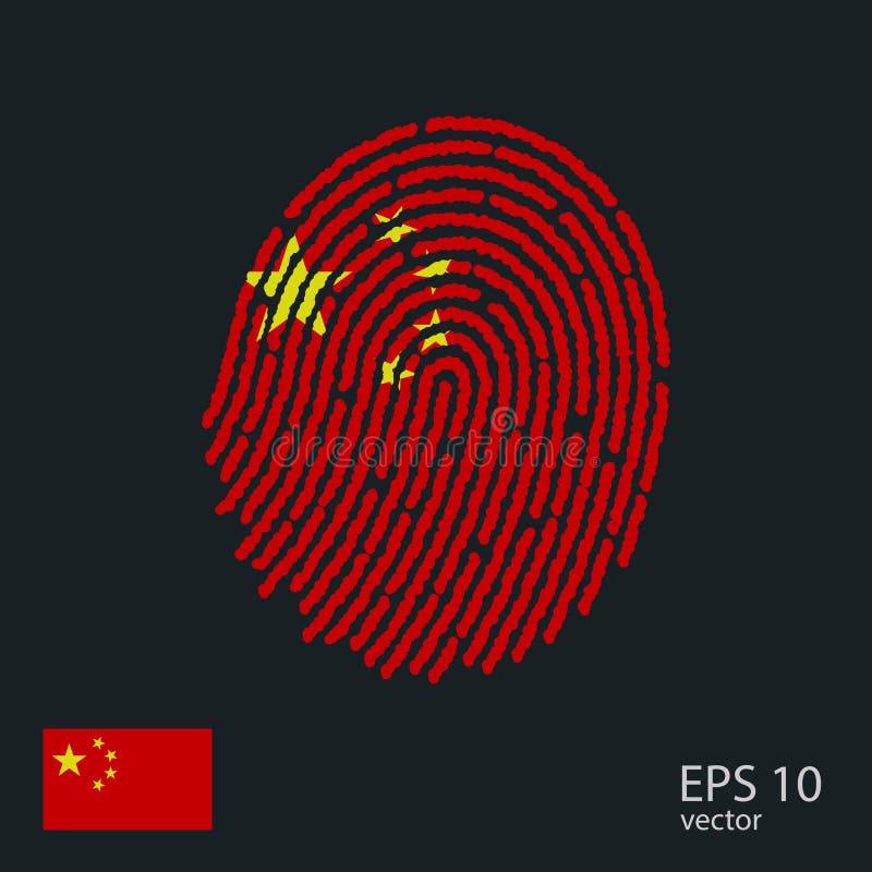 Fingerprint Vector Colored with the National Flag of China.Web Stock ...