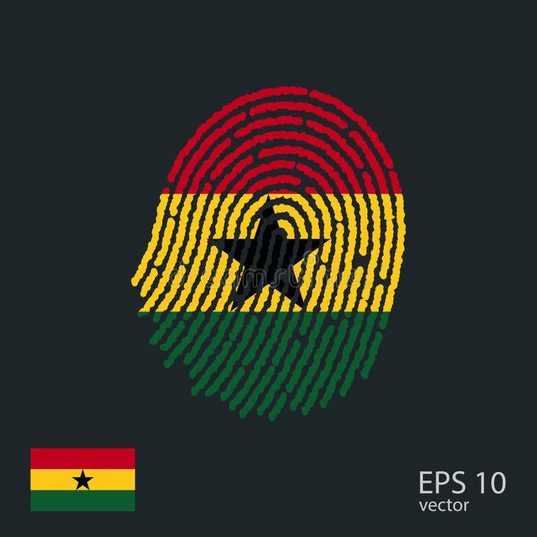Fingerprint Vector Colored with the National Flag of GhanaWeb Stock ...