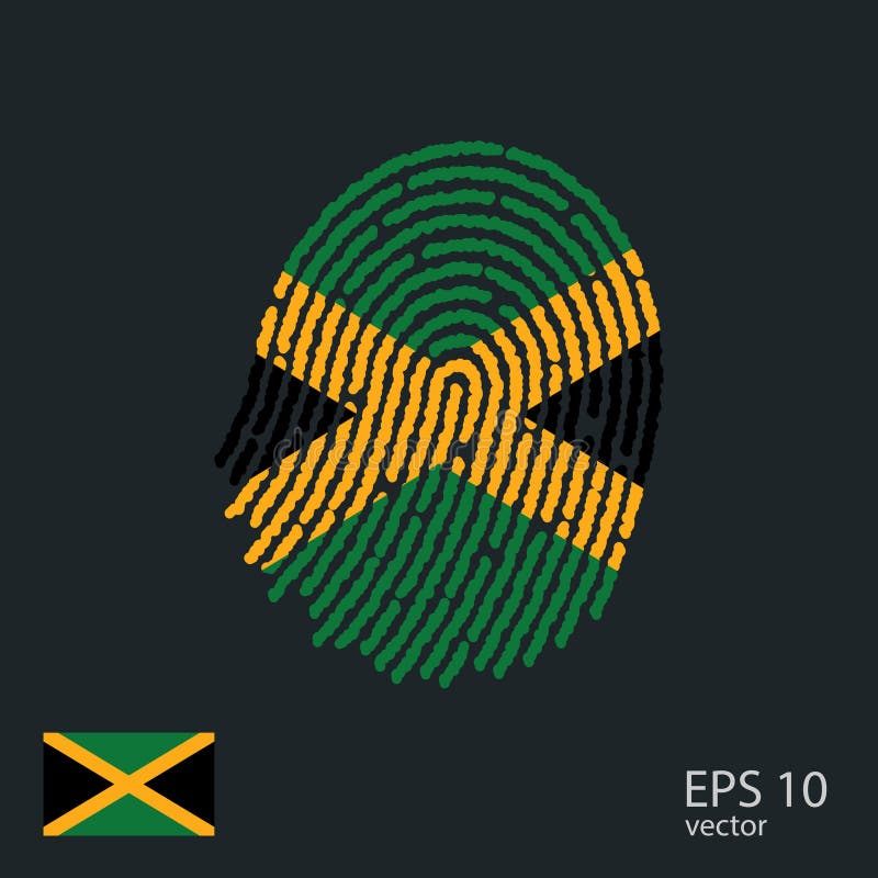 Fingerprint Vector Colored with the National Flag of JamaicaWeb Stock ...