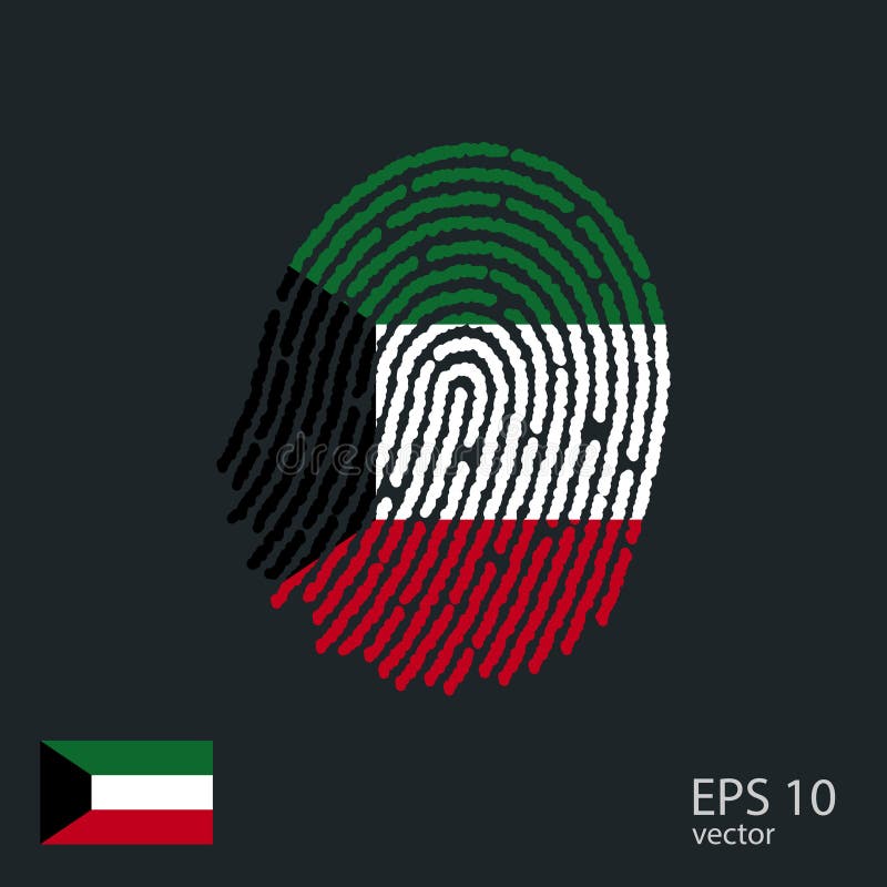 Fingerprint Vector Colored with the National Flag of Kuwait.Web Stock ...