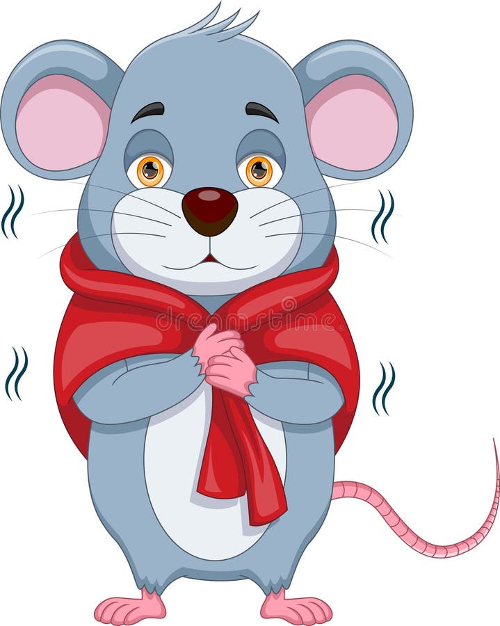 Mouse Has a Fever and is Shivering with Cold Cartoon Stock Vector ...