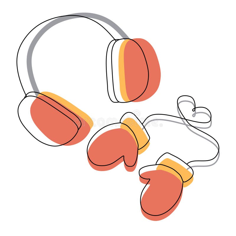 Set of Warm Winter Clothes Earmuffs and Pair of Mittens with Snowflakes ...