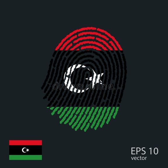 Fingerprint Vector Colored with the National Flag of Libya.Web Stock ...