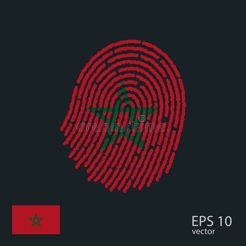 Vector Fingerprint Colored with the National Flag of Morocco.Web Stock ...