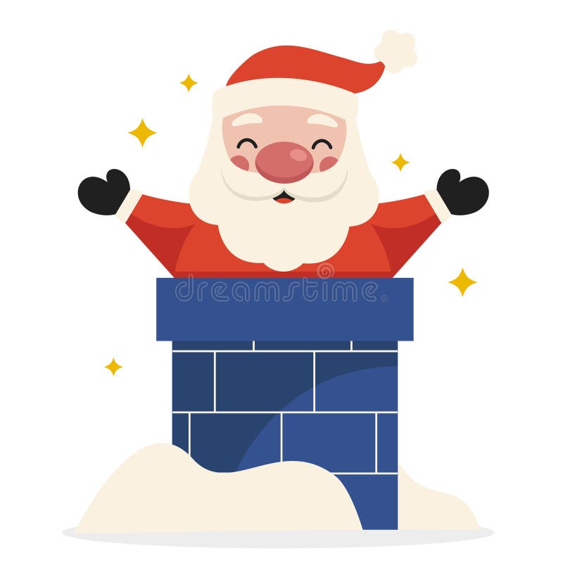 Cartoon Santa Claus Looks Out of the Chimney. Merry Christmas Stock ...
