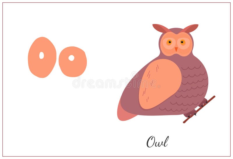 Bird Owl Letter O English Alphabet Stock Vector - Illustration of ...