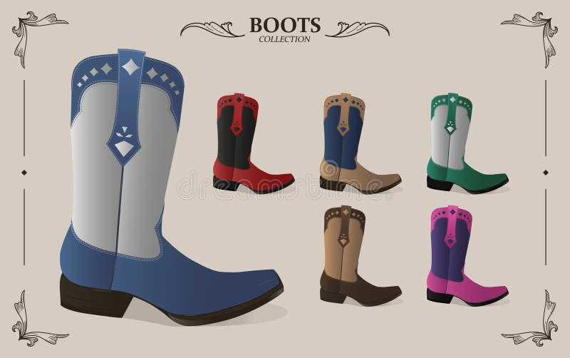 Boots Detailed Illustration Leather Casual Shoes Color Collection ...