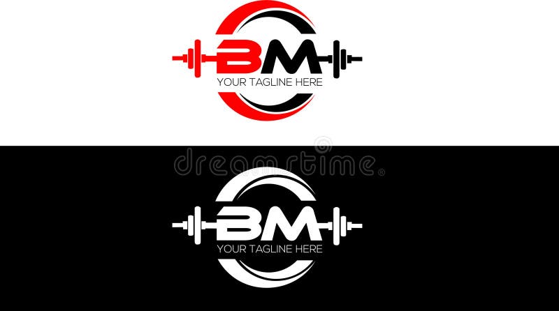 BM Fitness Logo with Barbell, Fitness Vector Icon Design and Barbell ...