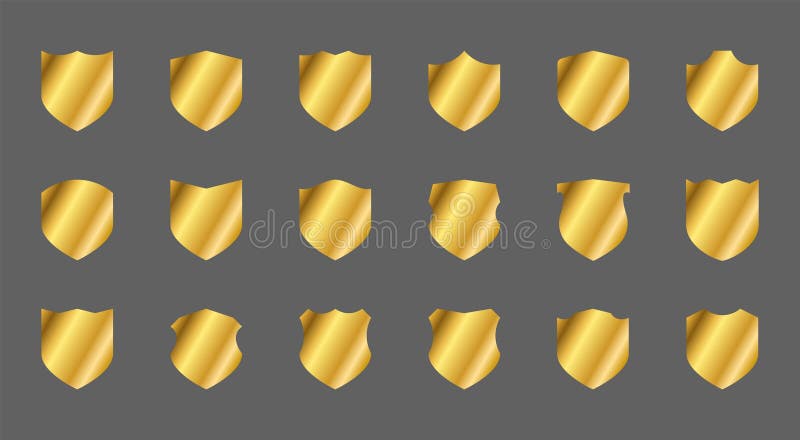 Gold shield icon stock vector. Illustration of symbol - 293512697