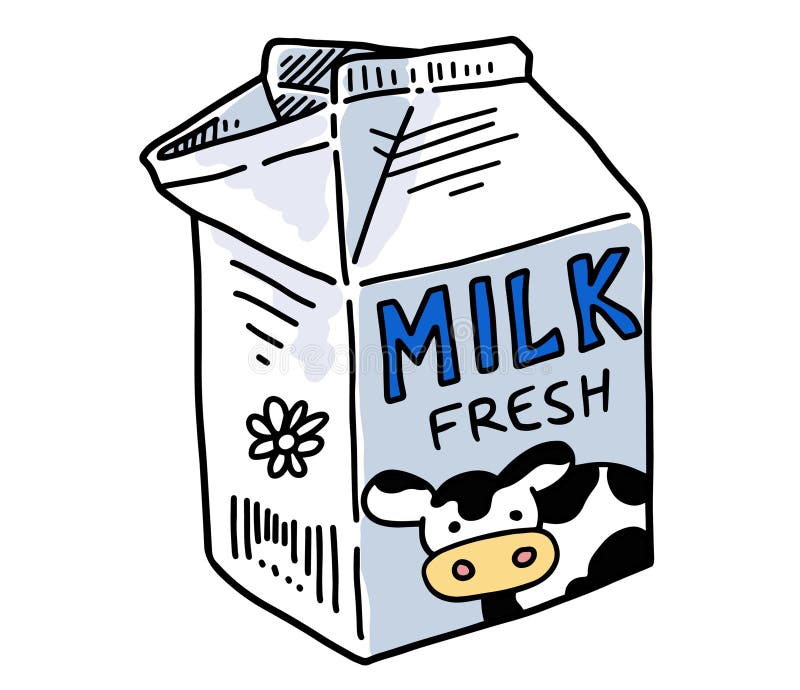 Vector Box of Milk Cartoon Doodle Lineart Stock Vector - Illustration ...