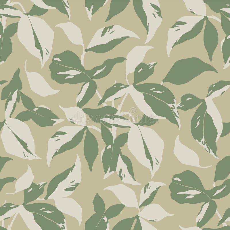 Vector Tropical Leaf Botanical Illustration Seamless Repeat Pattern ...