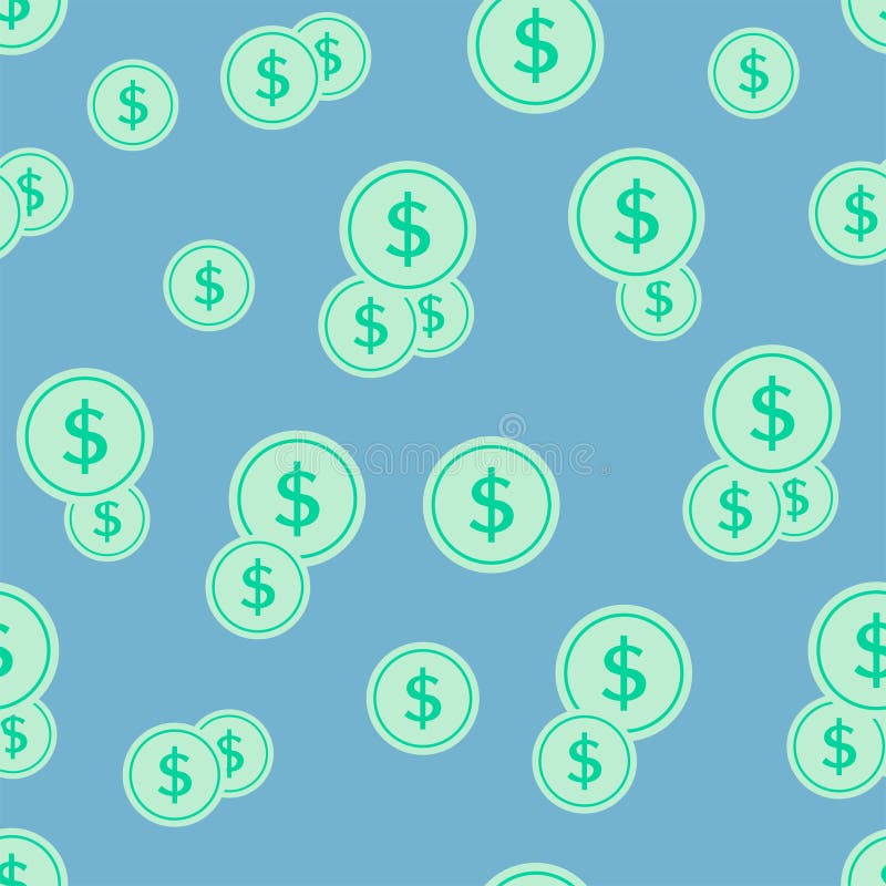 Seamless Pattern with Dollar Sign on Blue Background. Vector ...