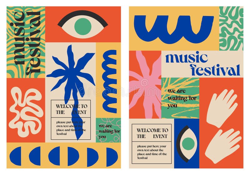 Abstract Posters for Art and Music Festivals. Vector Modern Backgrounds ...