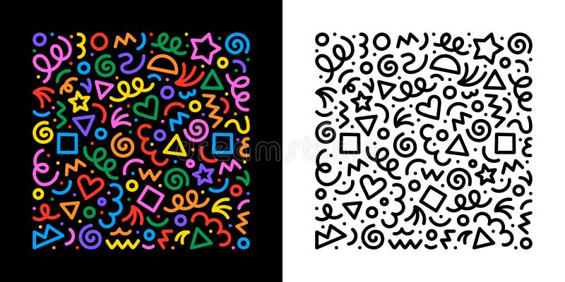 Fun Colorful Abstract Line Doodle Shape Background Stock Vector ...