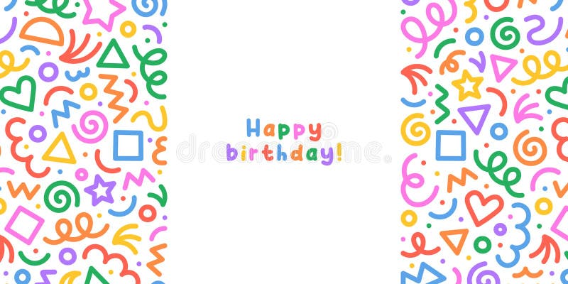 Fun Colorful Happy Birthday Doodle Greeting Card Stock Vector ...