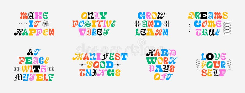 Set of Colorful Motivational Typography Quote Stock Vector ...