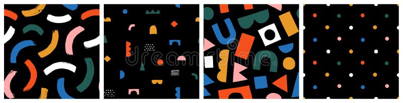 Fun Colorful Seamless Pattern Collection Stock Vector - Illustration of ...