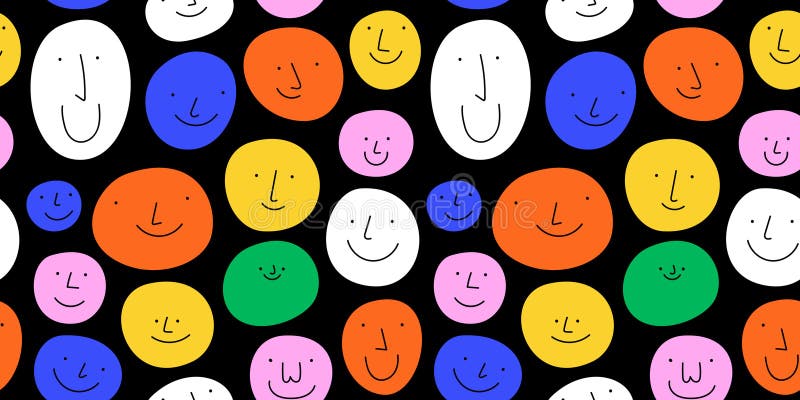 Diverse Colorful People Faces Seamless Pattern Illustration Stock ...