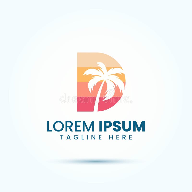 Beach Palm Tree with Letter D Logo Design Vector Image Stock Vector ...