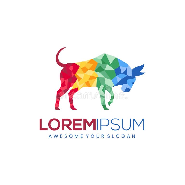 Colorful Geometric Bull Logo Vector Image Stock Vector - Illustration ...