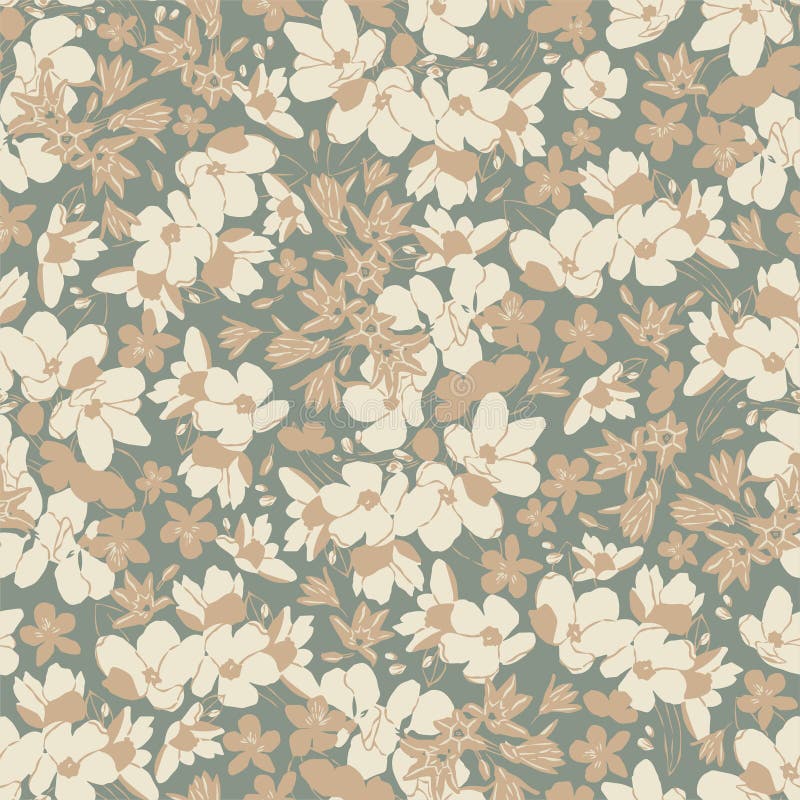 Vector Ditsy Flower Illustration Seamless Repeat Pattern Digital ...