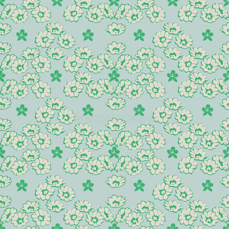 Vector Small Flower Damask Illustration Seamless Repeat Pattern Digital ...