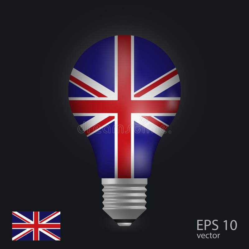 Vector Light Bulb with Flag of England, 3D Rendering Isolated on Gray ...