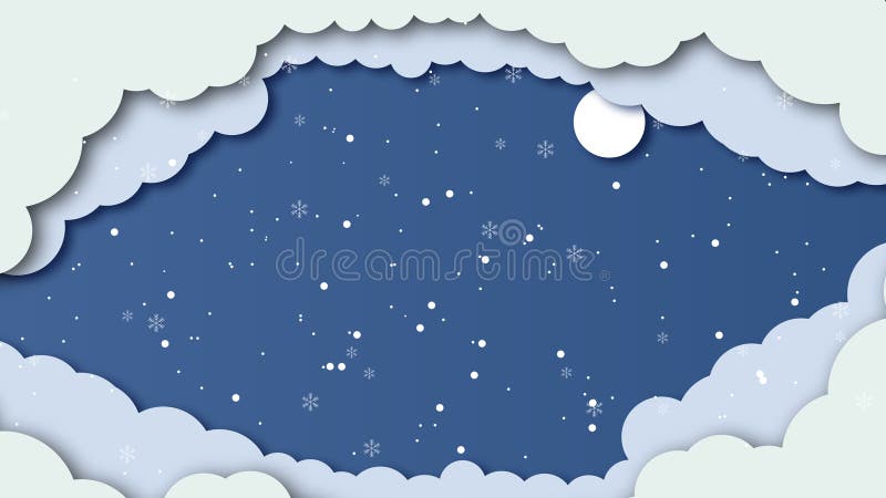 Blue Winter Night Paper Cut Out Design with Snow Flakes Stock Vector ...