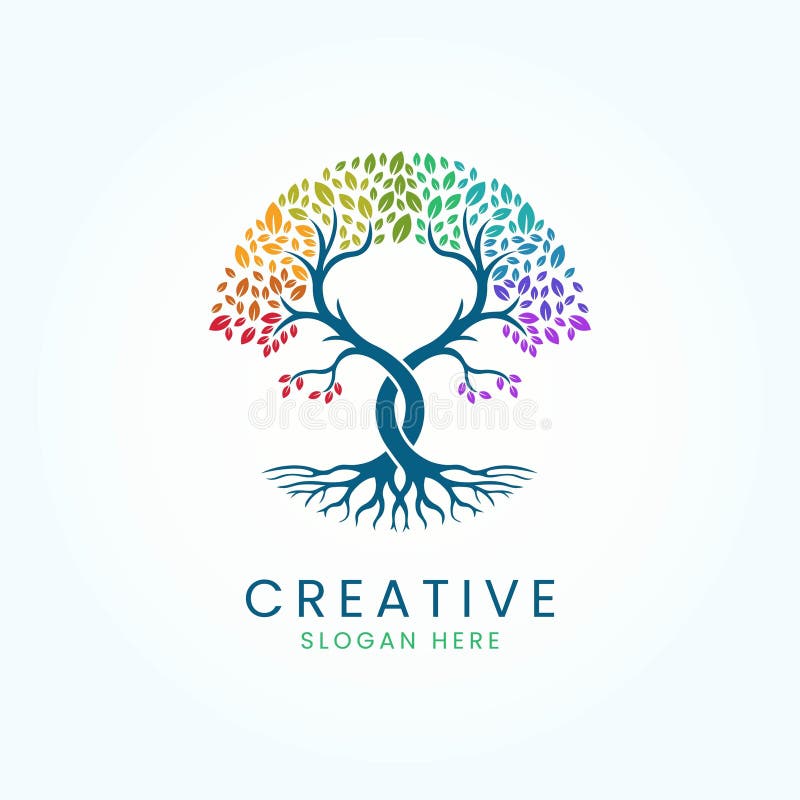 Modern Colorful Circle Tree Logo Design Vector Image Stock Vector ...