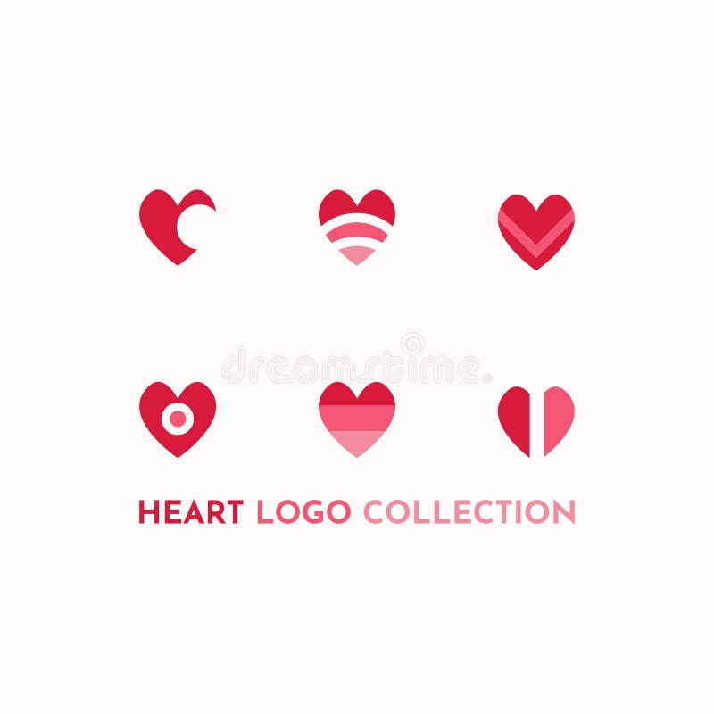 Heart Logo Collection Set with Six Shapes Stock Vector - Illustration ...