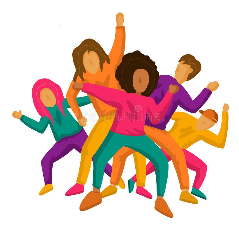 Detailed Vector Illustration Silhouettes of Expressive Dance People ...