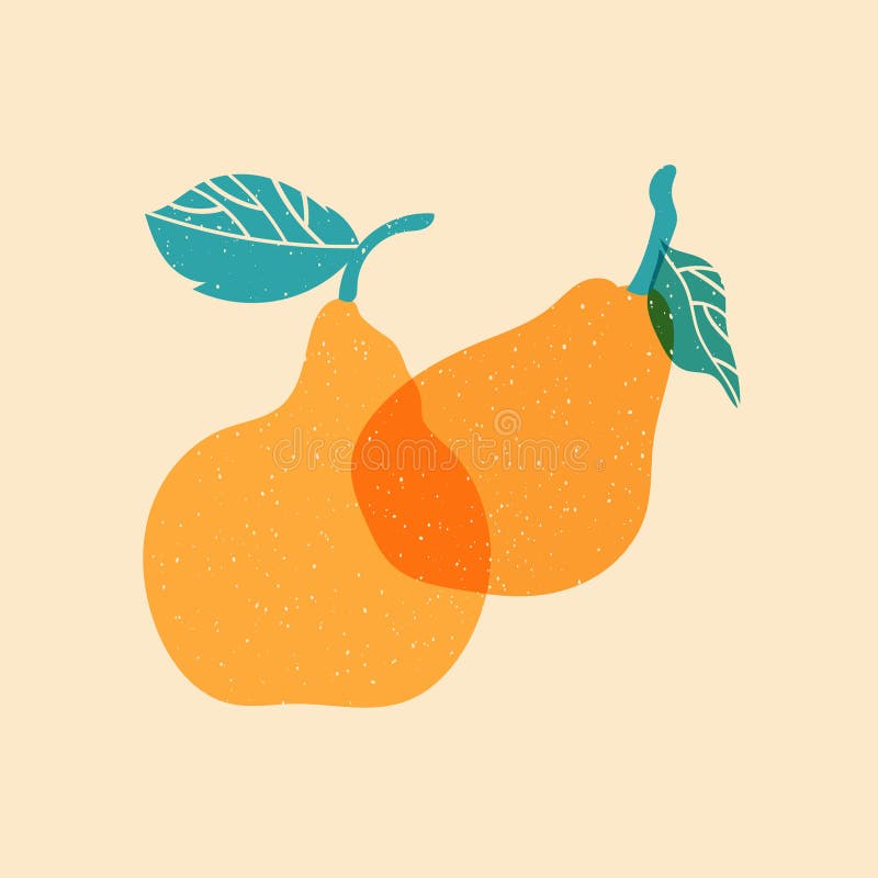 Yellow Pears. Vector Illustraion with Riso Print Effeck Stock Vector ...