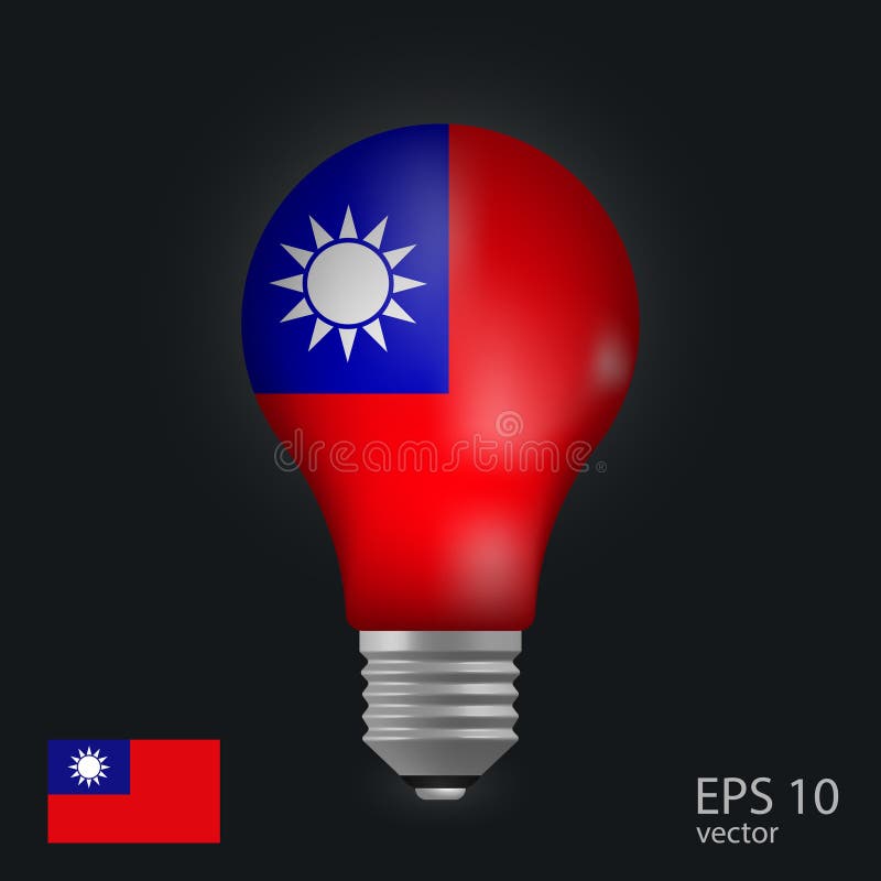 Vector Light Bulb with Flag of Taiwan, 3D Rendering Isolated on Gray ...