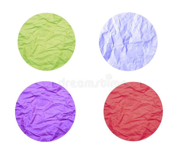 Set of Round Crumpled Paper Sticker Mockups Stock Illustration ...
