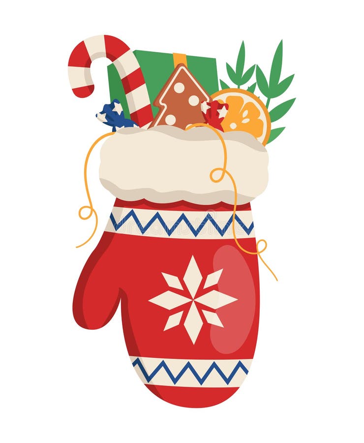 Christmas Mitten with Long-awaited Gifts. Warm Mitten Stock Vector ...