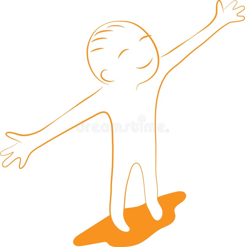 Joyful Cheerful Happy Blessed Person or Child Line Drawing Stock Vector ...