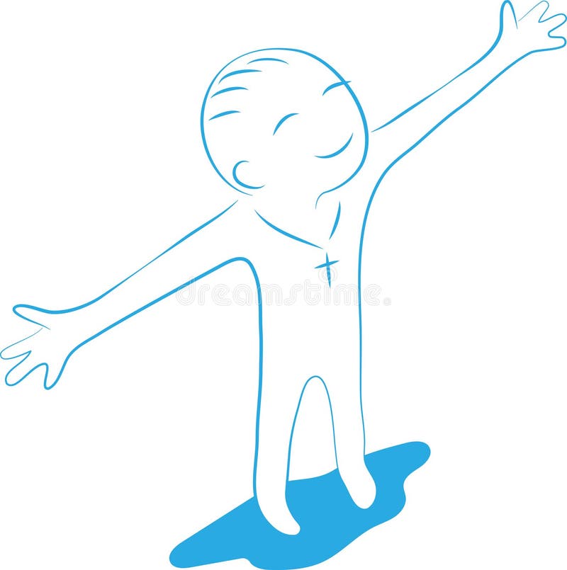 Joyous Happy Blessed Christian Man Blue Line Simple Stock Image - Image ...