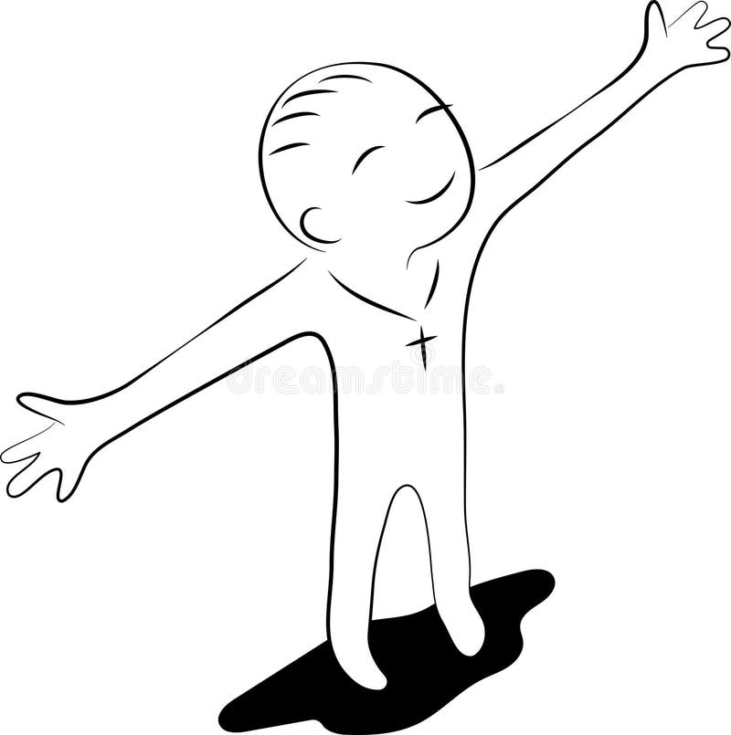 Joyful Cheerful Happy Blessed Person or Child Line Drawing Stock Vector ...